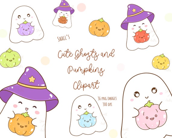 Cute Halloween Ghosts Clipart Ghost PNG Cute Halloween - Etsy