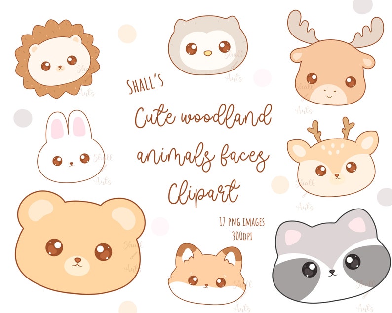 Cute Woodland Animal Faces Clipart Animal Headshot Clipart - Etsy