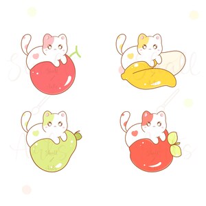 Kawaii Fruit Cats Clipart, Cats PNG, Cute Cats Clipart, Strawberry Cats ...