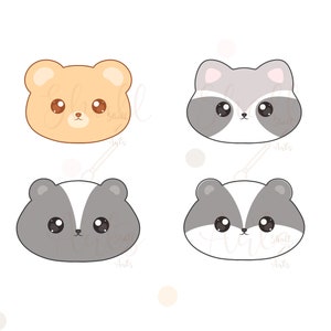 Cute Woodland Animal Faces Clipart, Animal Headshot Clipart, Fall ...