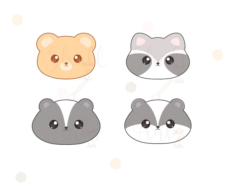 Cute Woodland Animal Faces Clipart Animal Headshot Clipart - Etsy