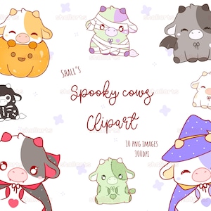 Cute Halloween Spooky Cows Clipart, Cows PNG, Cute Halloween Clipart ...