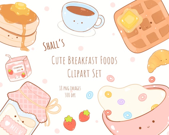 Cute Breakfast Foods Clipart Breakfast Clipart Foods - Etsy