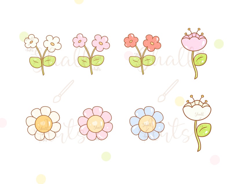 Cute Flowers Clipart, Flowers PNG, Flower Doodles Clipart, Flower ...