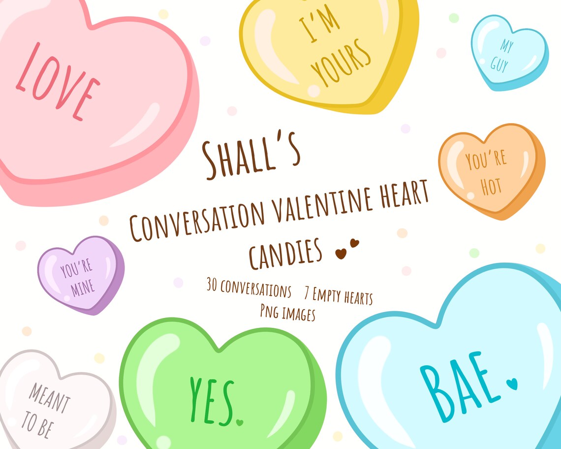 Conversation Hearts With Blanks Clipart, Valentine's Clipart, Heart ...