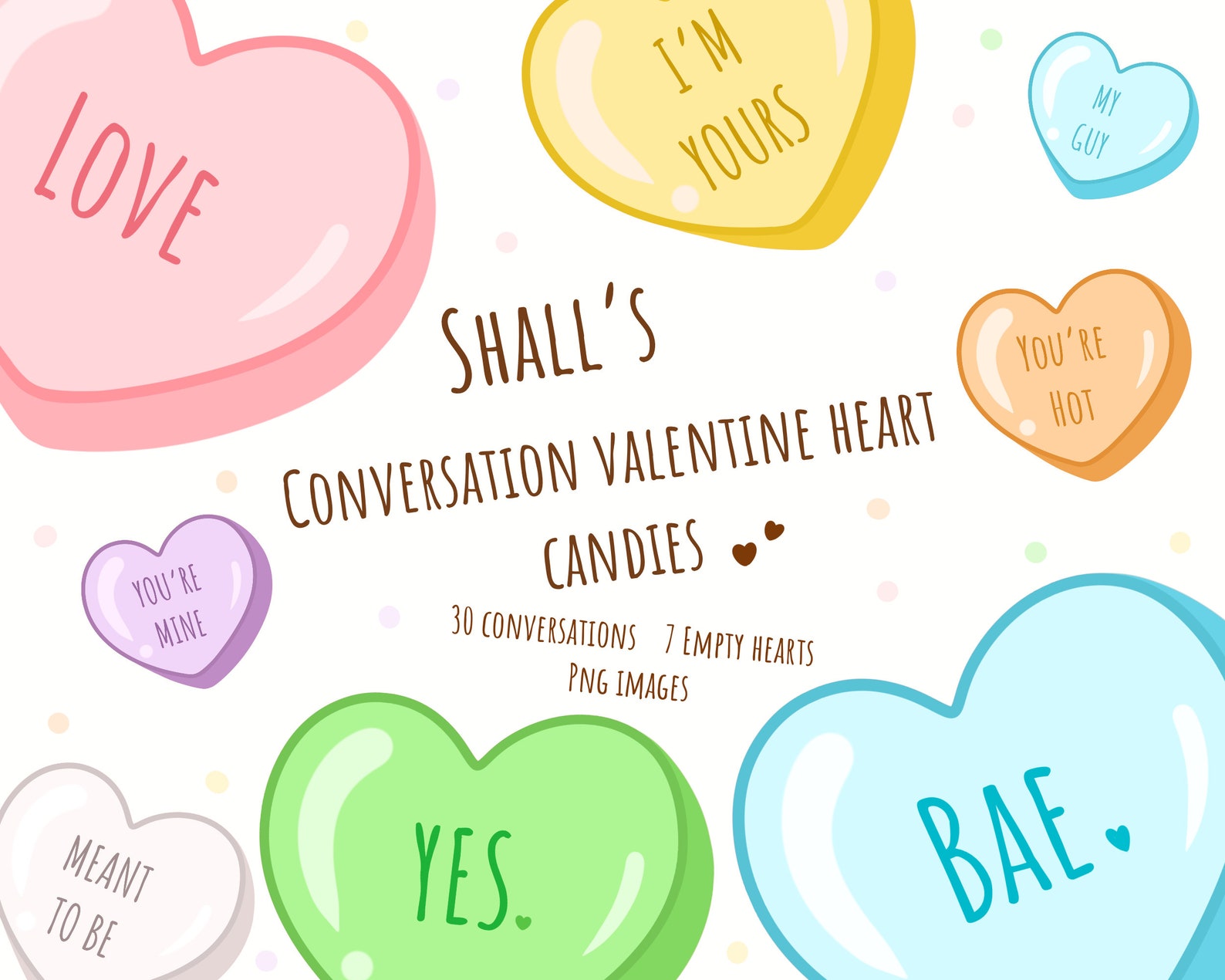 Conversation Hearts With Blanks Clipart, Valentine's Clipart, Heart ...