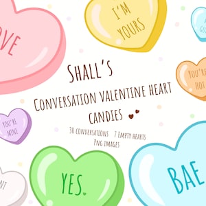 Conversation Hearts With Blanks Clipart, Valentine's Clipart, Heart ...