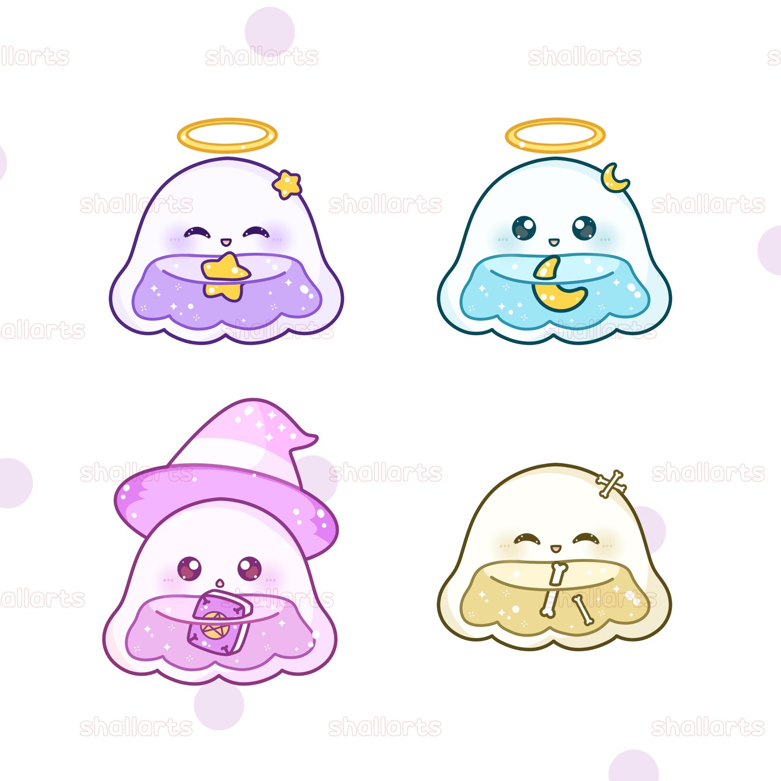 Printable Hand Drawn Halloween Jelly Ghosts Clipart, Ghosts PNG, Cute ...