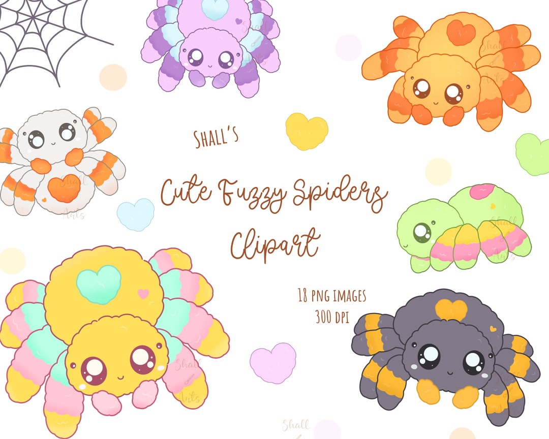 Cute Fuzzy Halloween Spiders Clipart, Spiders PNG, Cute Halloween ...