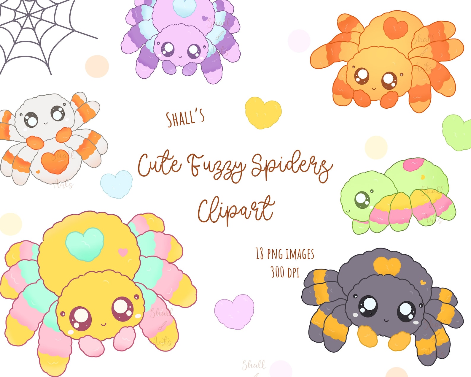 Cute Fuzzy Halloween Spiders Clipart Spiders PNG Cute - Etsy