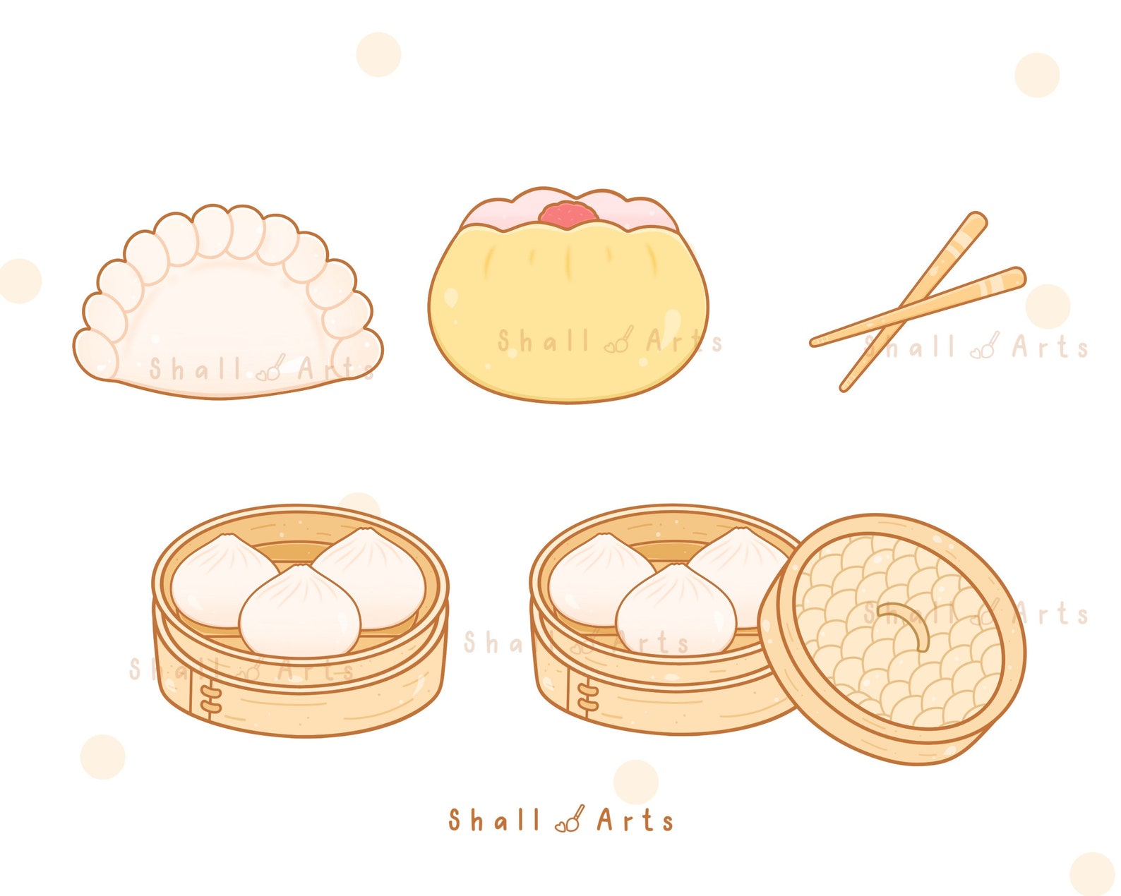 Cute Dumplings Clipart, Dumplings PNG, Dim Sum Clipart, Digital ...