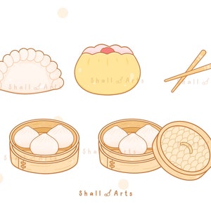 Cute Dumplings Clipart, Dumplings PNG, Dim Sum Clipart, Digital ...