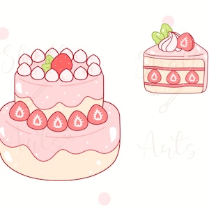 Kawaii Strawberry Desserts Clipart, Sweet Treats PNG, Cute Cake Clipart ...