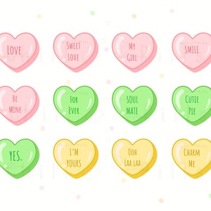 Conversation Hearts With Blanks Clipart, Valentine's Clipart, Heart ...