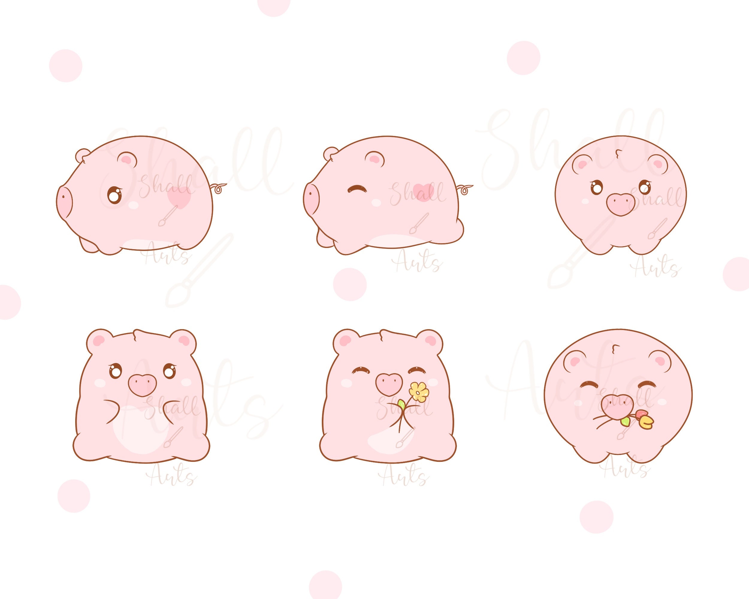 Cute Chonky Pigs Clipart Pig PNG Kawaii Pigs Clipart Farm - Etsy Australia
