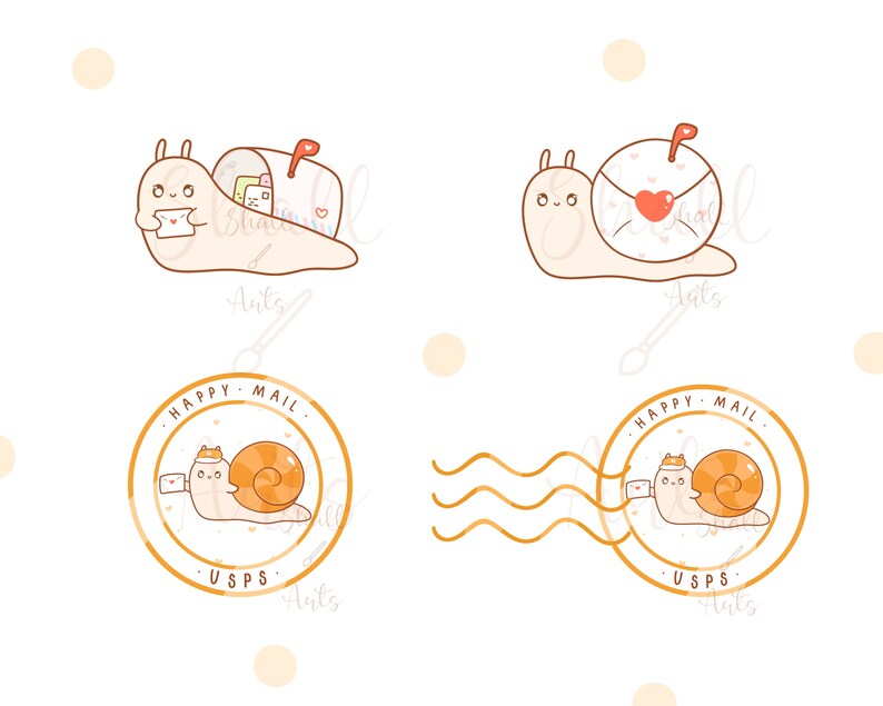 Cute Snail Mail Clipart Mail PNG Snail Happy Mail Clipart - Etsy
