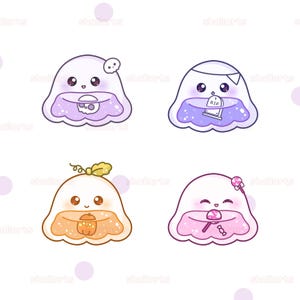 Printable Hand Drawn Halloween Jelly Ghosts Clipart, Ghosts PNG, Cute ...
