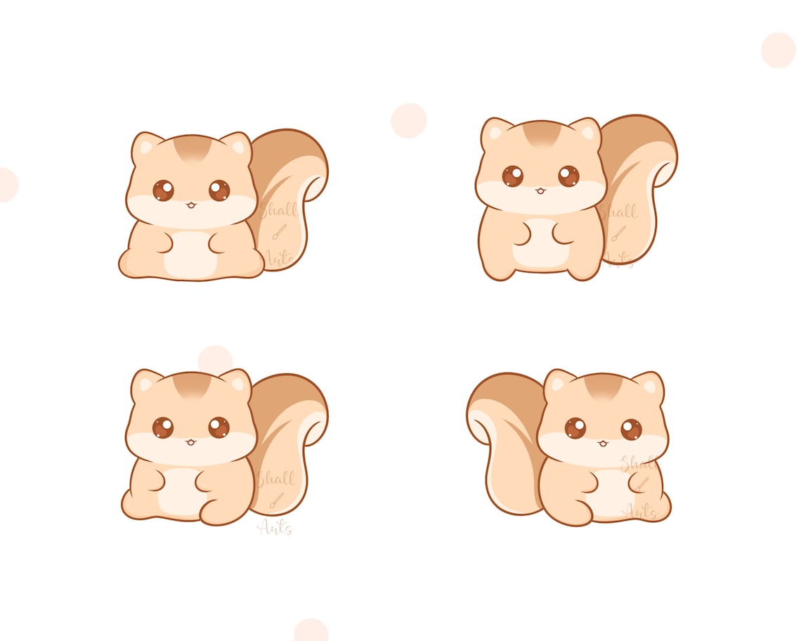 Kawaii Squirrel Clipart, Squirrel PNG, Cute Squirrel Clipart, Cute ...