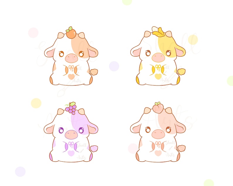 Kawaii Fruit Cows Clipart Cows PNG Cute Cows Clipart - Etsy Sweden