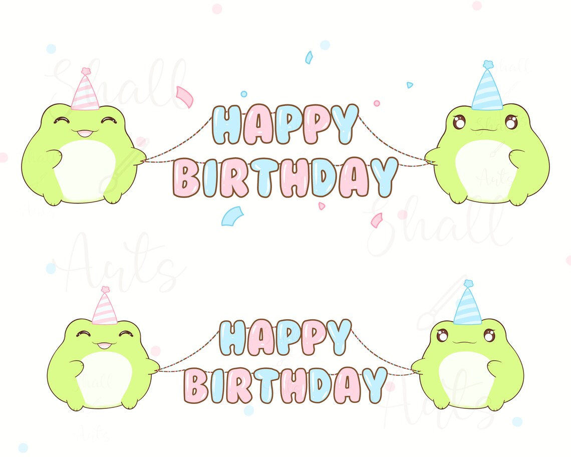 Kawaii Frog Clipart, Frog PNG, Birthday Frog Clipart, Digital Sticker ...