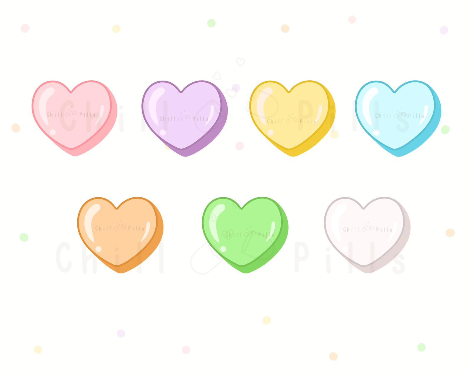 Conversation Hearts With Blanks Clipart, Valentine's Clipart, Heart ...