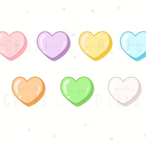 Conversation Hearts With Blanks Clipart, Valentine's Clipart, Heart ...
