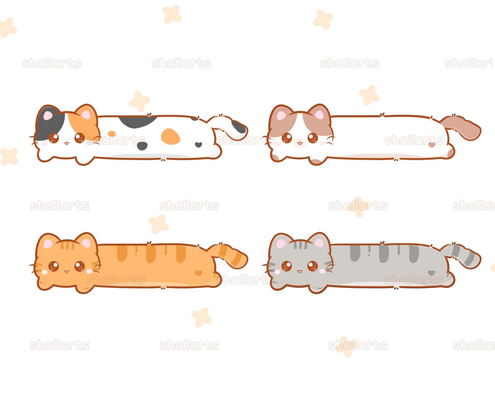 Cute Long Cats Clipart, Cats PNG, Black Cat Clipart, Digital Stickers ...