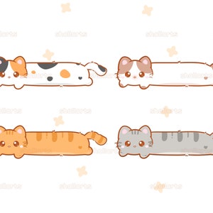 Cute Long Cats Clipart, Cats PNG, Black Cat Clipart, Digital Stickers ...