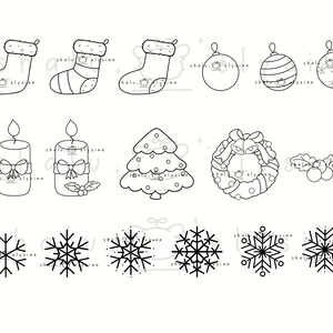 Cute Christmas Digital Stamps | Cute Clipart | Snowflake | Santa ...