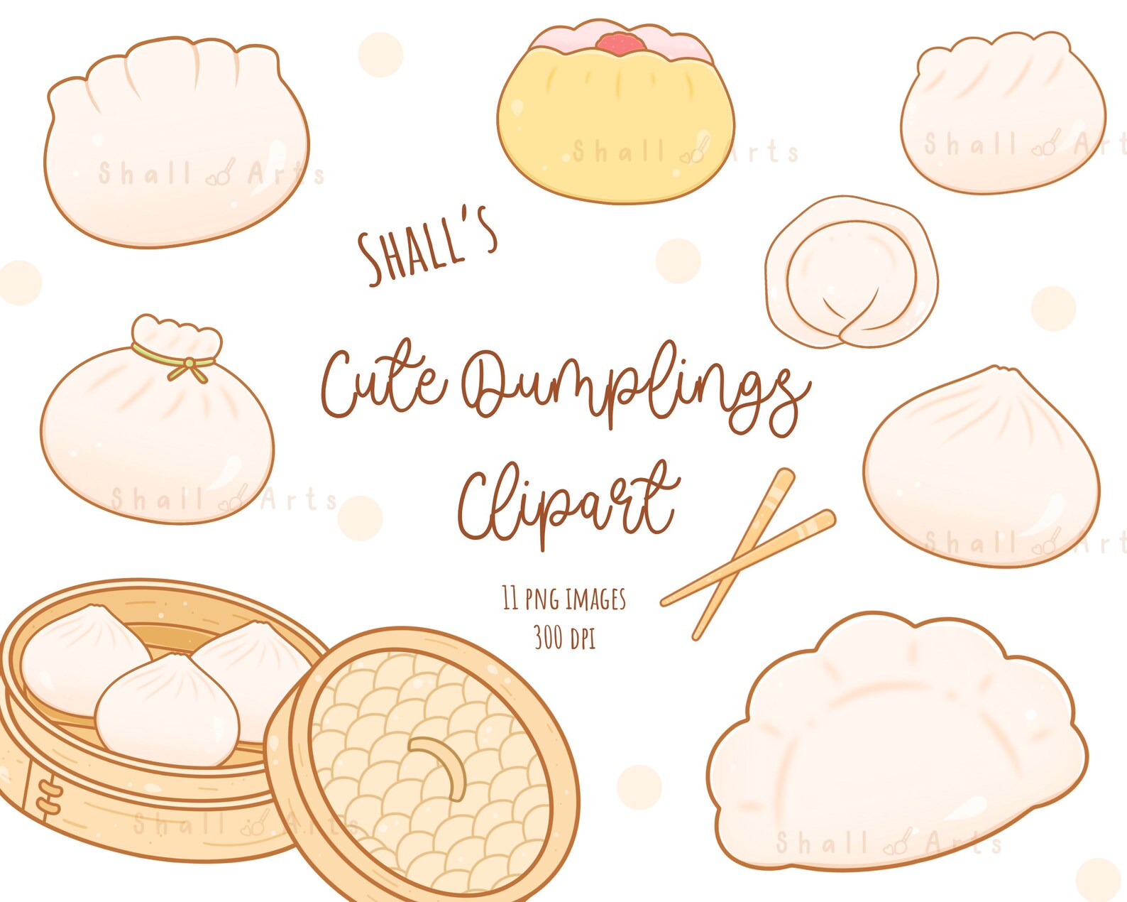 Cute Dumplings Clipart, Dumplings PNG, Dim Sum Clipart, Digital ...