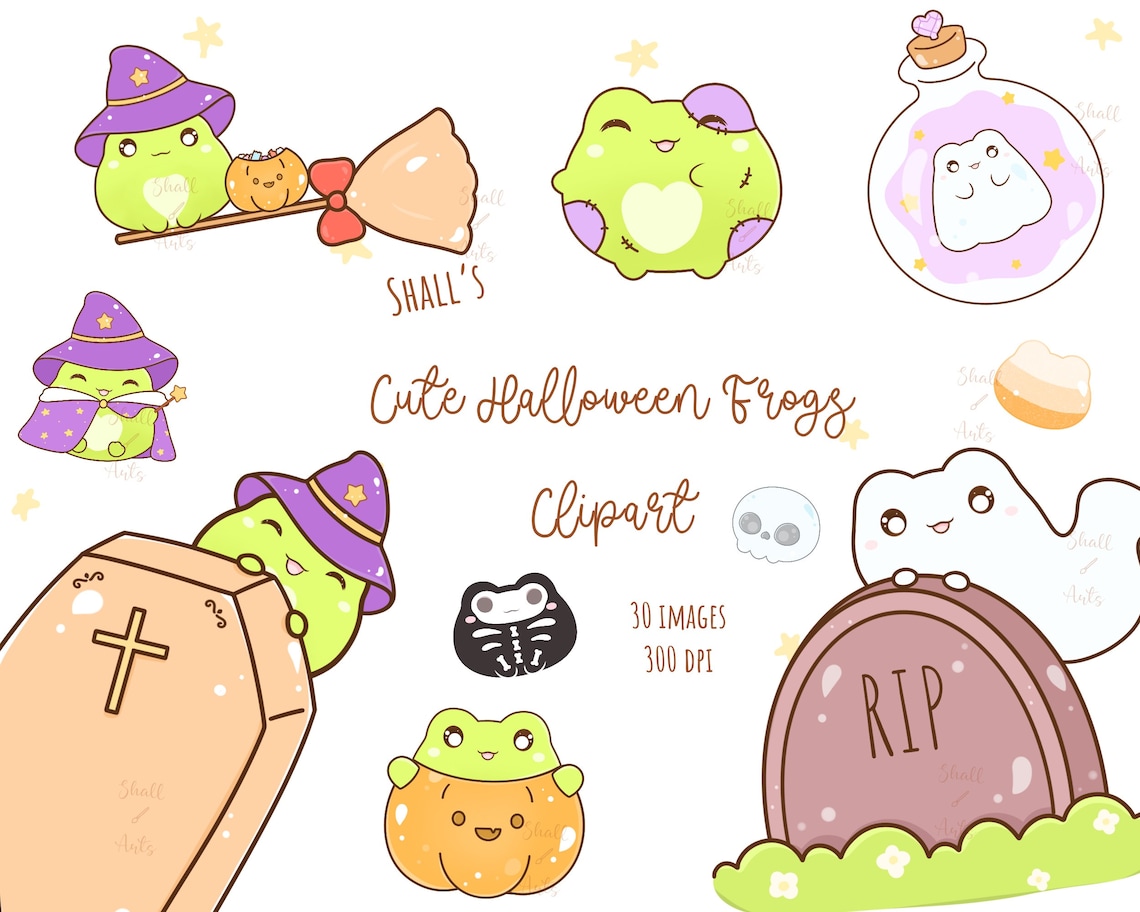 Cute Halloween Frogs Clipart Frogs PNG Cute Halloween - Etsy