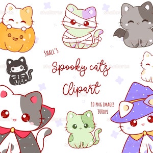 Cute Halloween Spooky Cats Clipart, Cats PNG, Cute Halloween Clipart ...