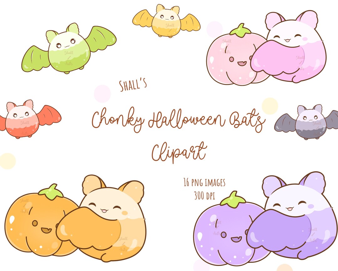 Cute Halloween Bats Clipart, Bats PNG, Cute Halloween Clipart, Pumpkin ...