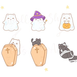 Cute Halloween Cats Clipart, Cat PNG, Cute Halloween Clipart, Digital ...