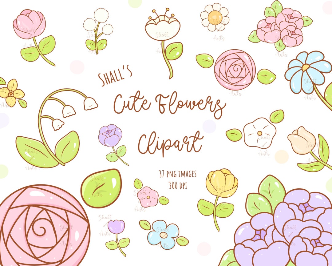 Cute Flowers Clipart, Flowers PNG, Flower Doodles Clipart, Flower ...