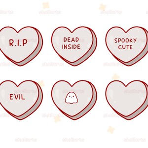 Cute Halloween Spooky Conversation Hearts Clipart, Hearts PNG, Cute ...