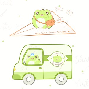 Kawaii Frog Clipart, Frog PNG, Frog Happy Mail Clipart, Happy Mail ...