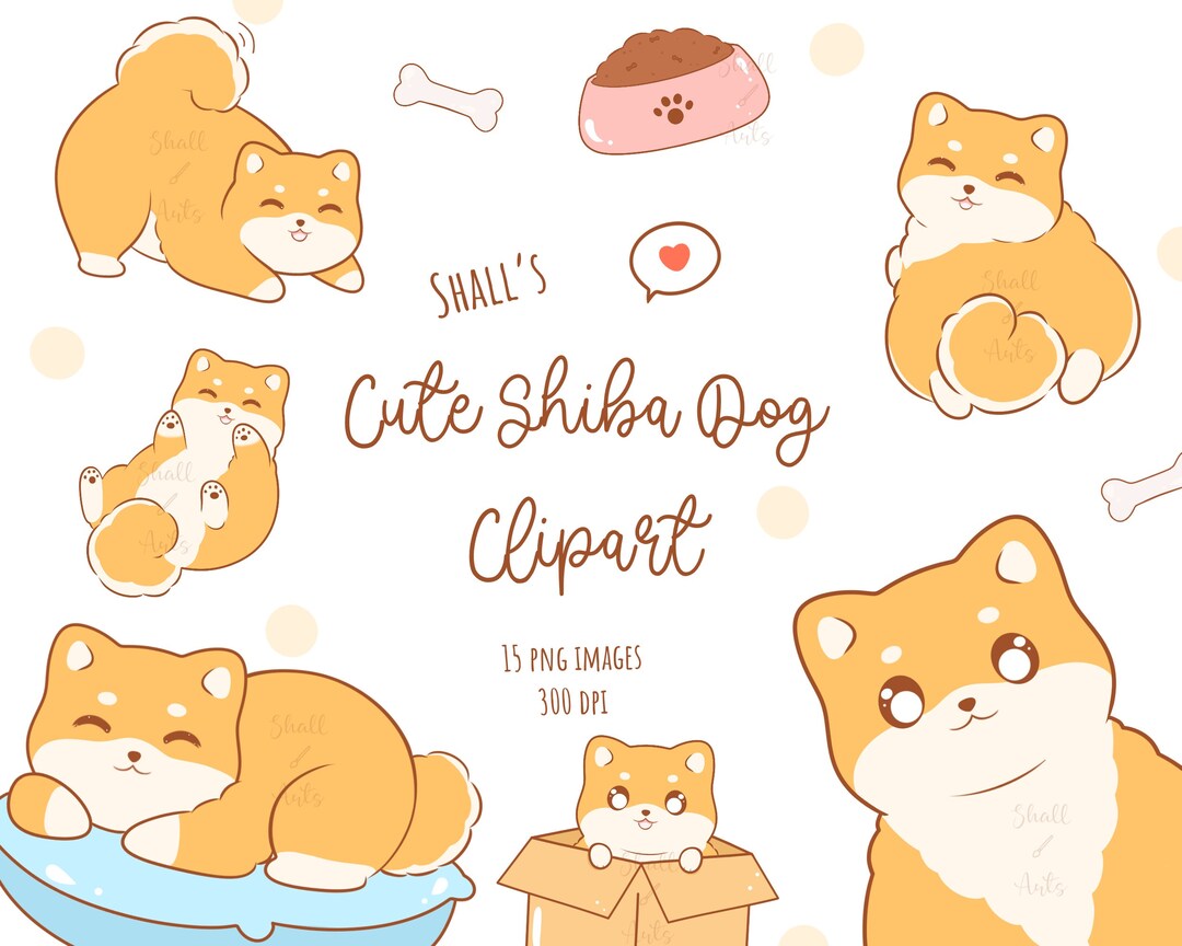 Kawaii Cute Shiba Dog Clipart | Dog PNG | Cute Dog Clipart | Shiba Dog ...