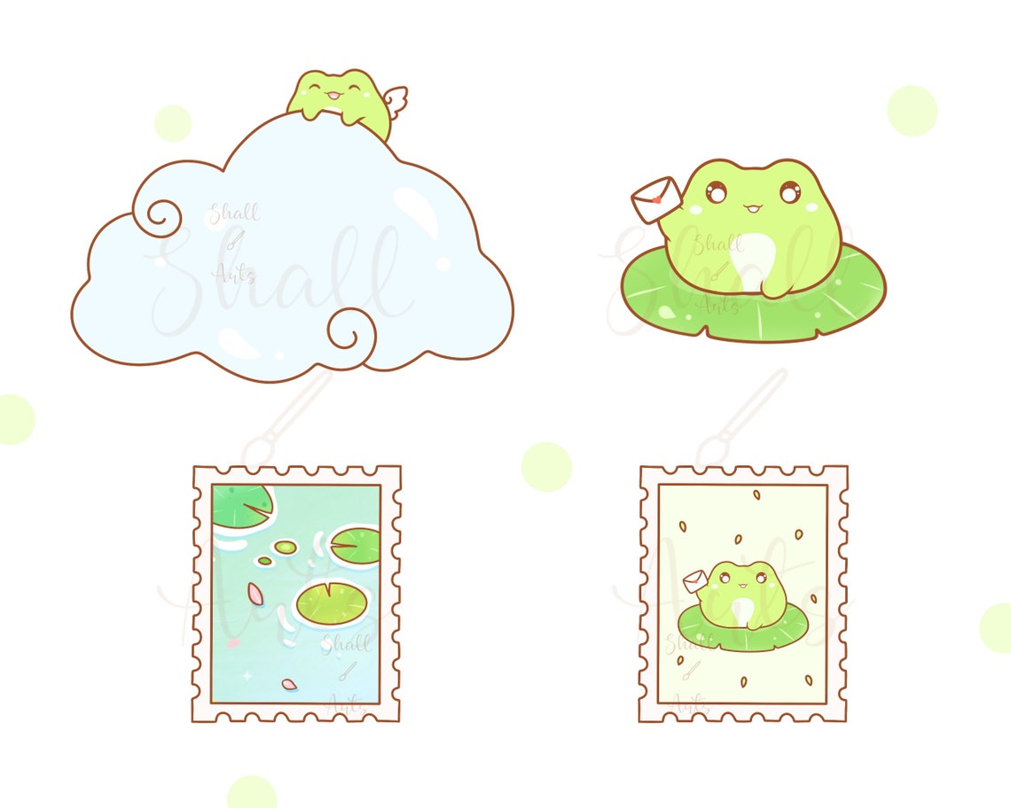 Frog Labels and Mail Clipart Frog PNG Cute Frog Clipart - Etsy