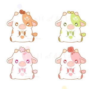 Kawaii Flavored Cows Clipart, Cows PNG, Cute Cows Clipart, Chocolate ...