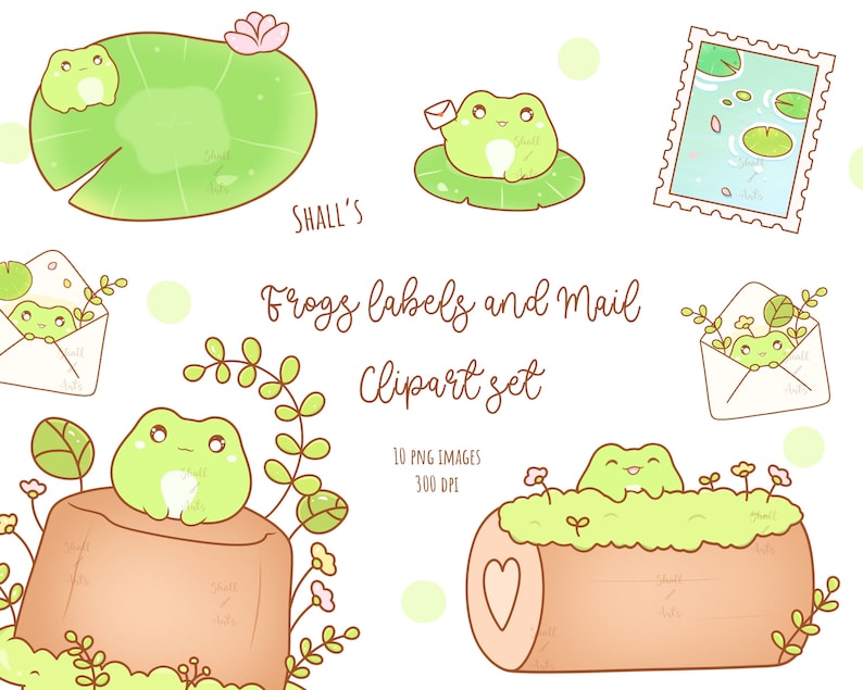 Frog Labels and Mail Clipart Frog PNG Cute Frog Clipart - Etsy