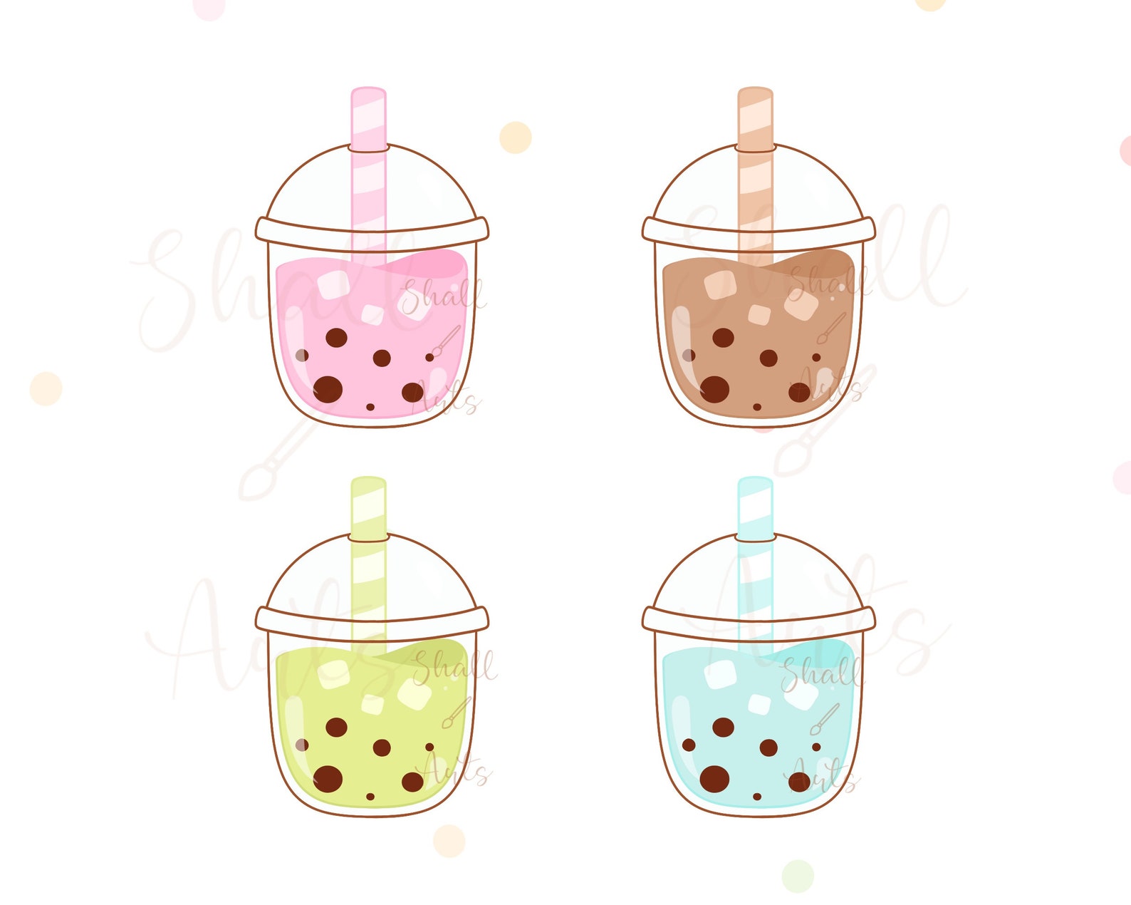 Cute Boba Tea Clipart Boba PNG Cute Bubble Tea Clipart | Etsy