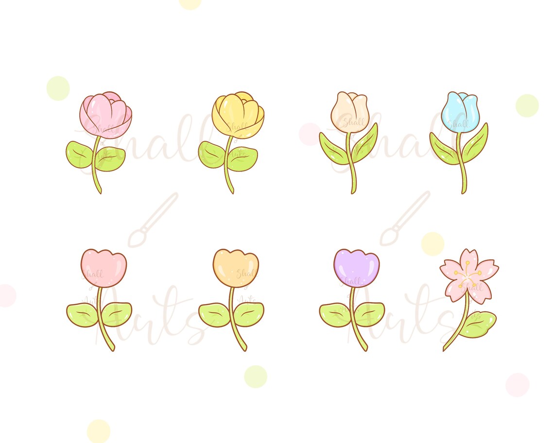 Cute Flowers Clipart Flowers PNG Flower Doodles Clipart - Etsy