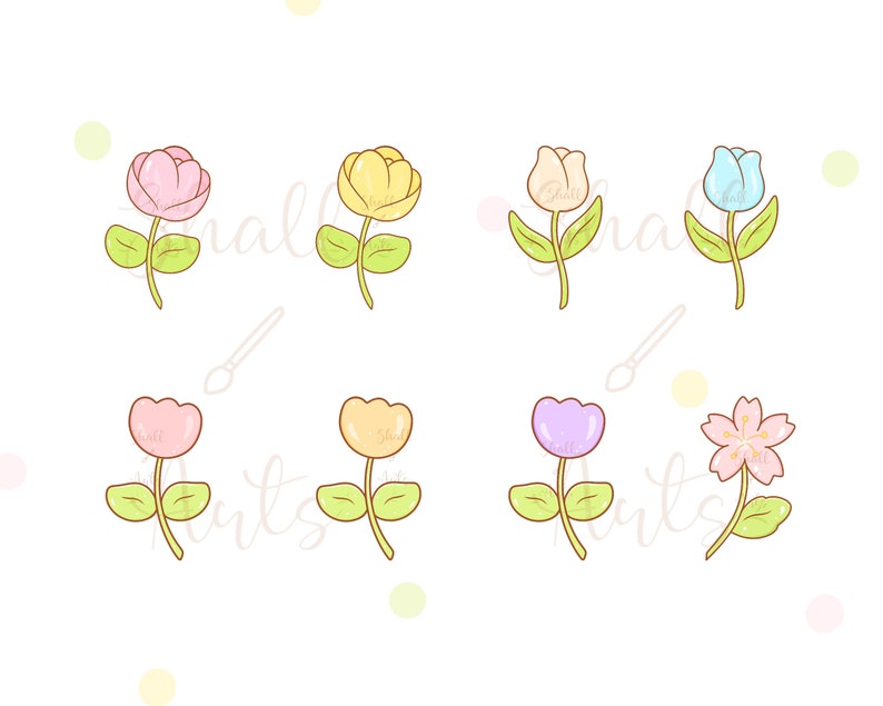 Cute Flowers Clipart, Flowers PNG, Flower Doodles Clipart, Flower ...