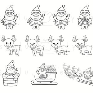 Cute Christmas Digital Stamps | Cute Clipart | Snowflake | Santa ...