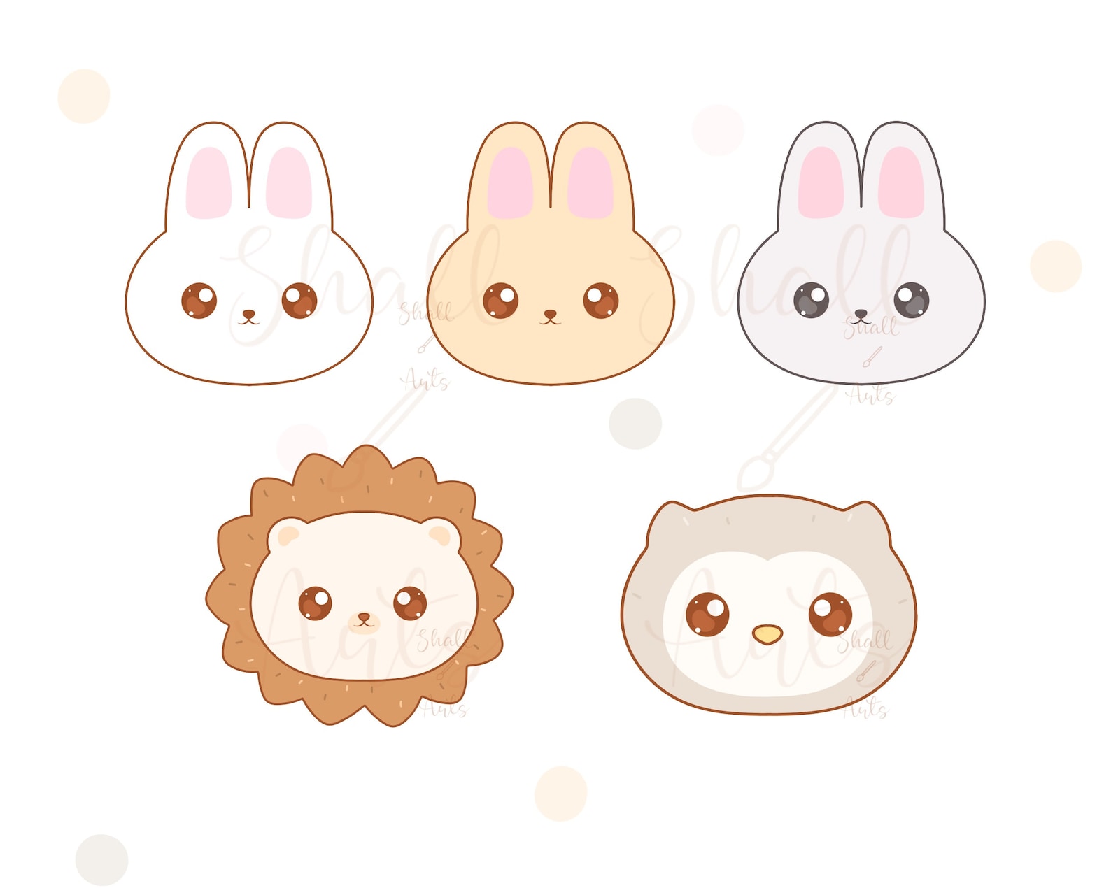 Cute Woodland Animal Faces Clipart Animal Headshot Clipart - Etsy