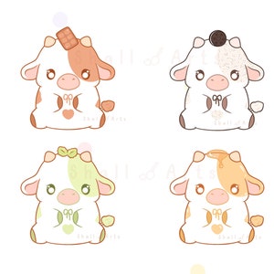 Kawaii Flavored Cows Clipart, Cows PNG, Cute Cows Clipart, Chocolate ...