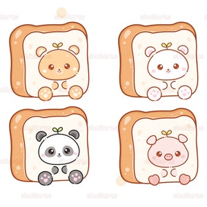 Bread Loaf Animals Clipart, Cute Animals PNG, Cute Cats Clipart, Kawaii ...