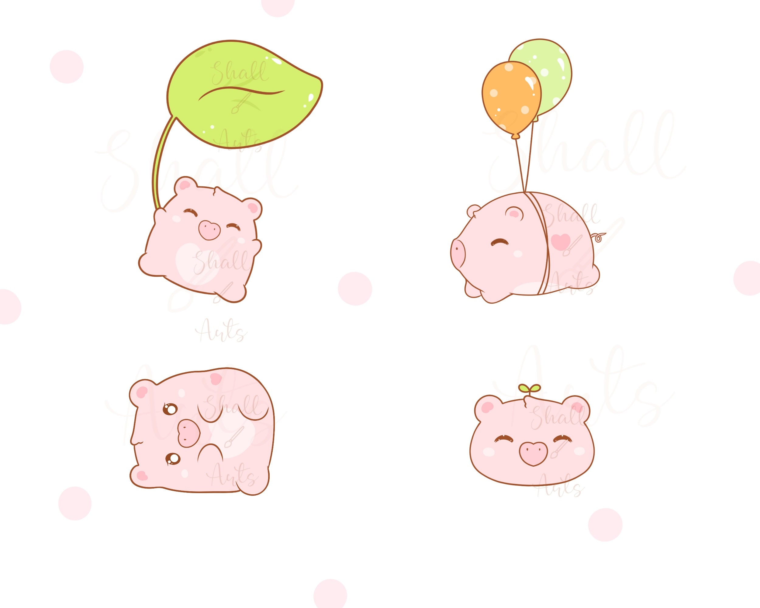 Cute Chonky Pigs Clipart Pig PNG Kawaii Pigs Clipart Farm - Etsy Australia