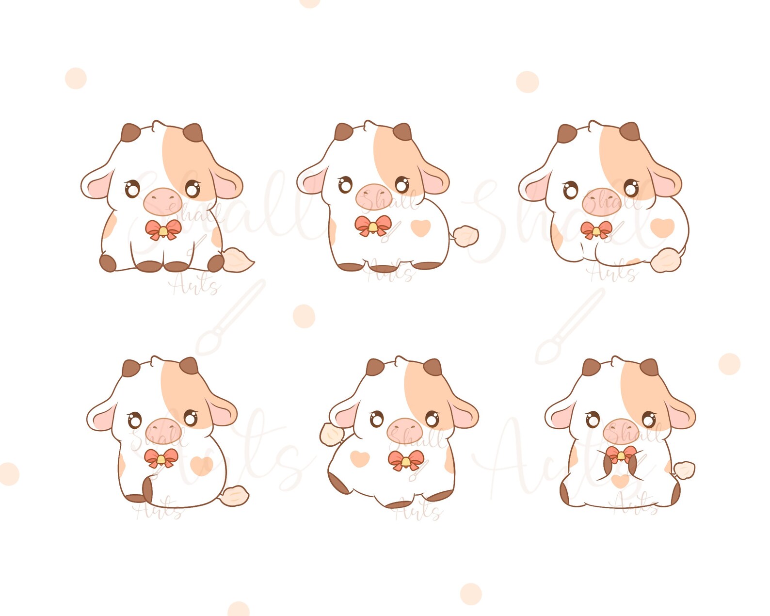 Kawaii Cows Clipart Cows PNG Cute Cows Clipart Farm - Etsy